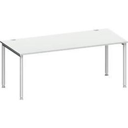 Schäfer Shop Schäfer Shop Genius Schreibtisch MODENA FLEX, 4-Fuß-Rundrohr, B 1800 x T 800 mm, lichtgrau/weißalu