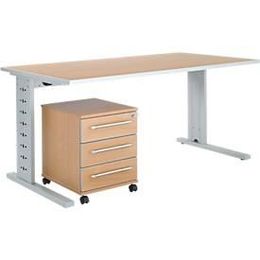 Schäfer Shop Schäfer Shop Select Büromöbelset 2-tlg. Moxxo IQ Schreibtisch B 1600 x T 800 mm, C-Fuß