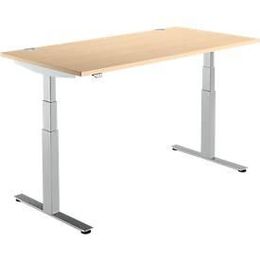 Schäfer Shop Schäfer Shop Select Schreibtisch DRIVE UP 2, elektrisch höhenverstellbar, Rechteck, T-Fuß, B 1600 x T 800 x H 630-1290 mm, Ahorn/weißaluminium