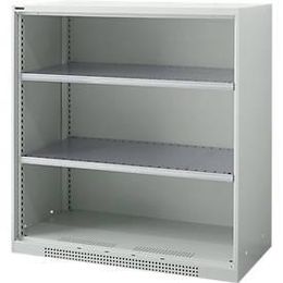 Schäfer Shop Schäfer Shop Genius Regalschrank FS, Stahl, mit Belüftungslöchern, B 1055 x T 520 x H 1105 mm, 3 OH, Lichtgrau, bis 300 kg