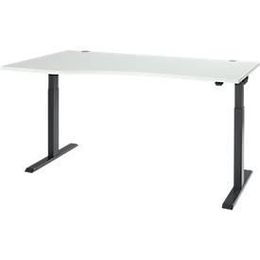 Schäfer Shop Schäfer Shop Select Schreibtisch ERGO-T 2.0, elektrisch höhenverstellbar, Freiform Ansatz links, T-Fuß, B 1800 x H 715-1205 mm, lichtgrau/anthrazit