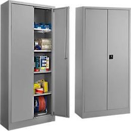 Schäfer Shop SSI Schäfer Universalschrank 2er-Set, Stahl, abschließbar, 950 x 400 x 1935 mm, 5 OH, weißaluminium RAL 9006