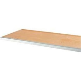 Schäfer Shop Multiplex-Arbeitsplatte, 40 mm stark, Gewindehülsen, Stahlkante, Buchenholz verl., farblos imprägniert, B 1500 x T 700 mm