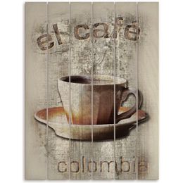 Artland Holzbild Kolumbien - Das Café, Kaffee Bilder (1 St), braun