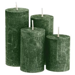 buttinette Rustikale Kerzen, tannengrün, abgestuft, 4 Stück