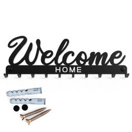 NOGGI - Home Decor Masters Schlüsselleiste Schlüsselbrett "WELCOME", (Schlüsselbrett mit 10 Haken, Wandbefestigung im Set enthalten), Made in EU