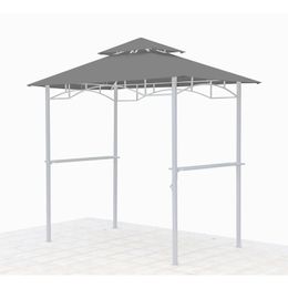 Grasekamp Ersatzdach für BBQ Grill Pavillon 1,5x2,4m Grau Unterstand Doppeldach Gazebo