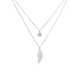 Elli Halskette Flügel, Kristall Kette, Layer Damen Größe 45 silber