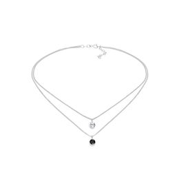 Elli Halskette Kristall Kette, Layer Damen Größe One Size schwarz / silber