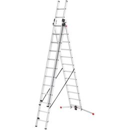 Hailo Anlegeleiter S100 ProfiLOT, Aluminium Kombileiter 3-teilig 3x12 Sprossen, silberfarben