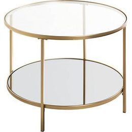 HAKU Möbel Beistelltisch Spiegel, Sicherheitsglas gold 60,0 x 60,0 x 45,0 cm