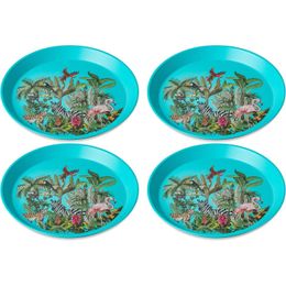 Koziol Kunststoffteller CONNECT PLATE JUNGLE, (4 St), 100% recycelbar,100% made in Germany CO² neutral produziert, Ø 20,5 cm, blau