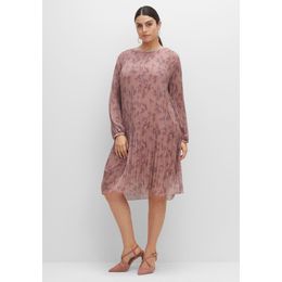 sheego Große Größen: Plissiertes Chiffonkleid mit Alloverdruck, rosé gemustert, Gr.52