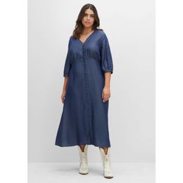 sheego Große Größen: Maxikleid in Denimoptik, mit Knopfleiste, dark blue Denim, Gr.50