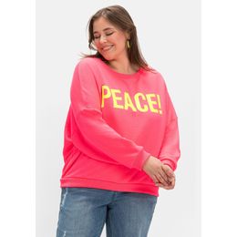 miss goodlife Große Größen: Sweatshirt mit Neon-Frontprint, reine Baumwolle, pink, Gr.42