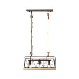 Brilliant Lampe Narcy Pendelleuchte 3flg burned steel/holz 3x A60, E27, 40W, geeignet f&uuml;r Normallampen (nicht enthalten) F&uuml;r LED-Leuchtmittel geeignet