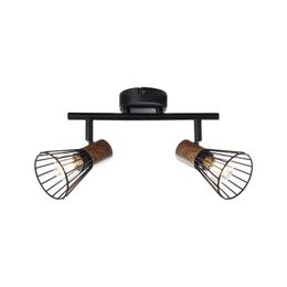 Brilliant Lampe Manama Spotrohr 2flg holz dunkel/schwarz matt 2x D45, E14, 18W, geeignet für Tropfenlampen (nicht enthalten) Köpfe schwenkbar