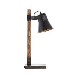 Brilliant Lampe, Decca Tischleuchte schwarz stahl, 1x A60, E27, 10W, Holz aus nachhaltiger Waldwirtschaft (FSC)
