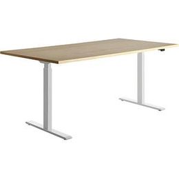 Topstar E-Table elektrisch höhenverstellbarer Schreibtisch ahorn rechteckig, T-Fuß-Gestell weiß 180,0 x 80,0 cm