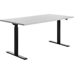 Topstar E-Table elektrisch höhenverstellbarer Schreibtisch lichtgrau rechteckig, T-Fuß-Gestell schwarz 160,0 x 80,0 cm