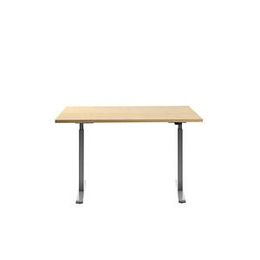 Topstar E-Table elektrisch höhenverstellbarer Schreibtisch ahorn rechteckig, T-Fuß-Gestell grau 120,0 x 80,0 cm