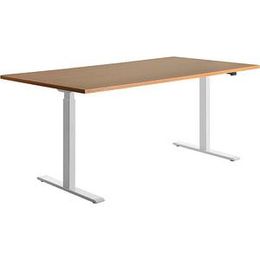 Topstar E-Table elektrisch höhenverstellbarer Schreibtisch buche rechteckig, T-Fuß-Gestell weiß 180,0 x 80,0 cm