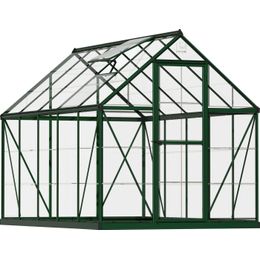 Palram - Canopia Gewächshaus Harmony, BxTxH: 185 x 305 x 208 cm, 0,7 mm Wandstärke, Set, inkl. Fundamentrahmen, mit klaren Polycarbonatplatten, grün, grün