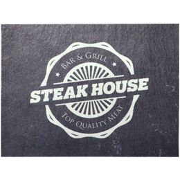 Fußmatte STEAK HOUSE, PRIMAflor-Ideen in Textil, rechteckig, Höhe: 5 mm, Schmutzfangmatte, Grillunterlage ideal als Bodenschutz, waschbar, grau