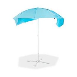 Relaxdays Sonnenschirm Strandmuschel rund, blau Ø 180,0 cm