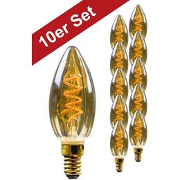 Blulaxa LED-Filament Vintage, E14, 10 St., Extra-Warmweiß, 10er-Set, Goldglas, superwarmweis, goldfarben