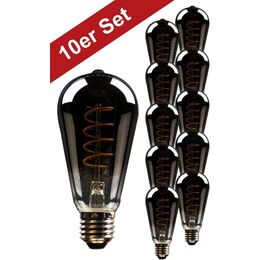 Blulaxa LED-Filament Vintage, E27, 10 St., Extra-Warmweiß, 10er-Set, Vintage ST64, smoky, superwarmweis, schwarz