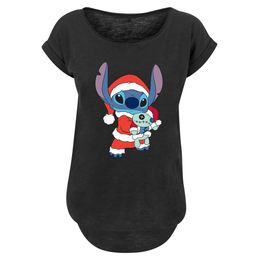 F4NT4STIC T Shirt 'Disney Lilo And Stitch Stitch Christmas' Damen Gr&ouml;&szlig;e 5XL blau / orange / rot / schwarz