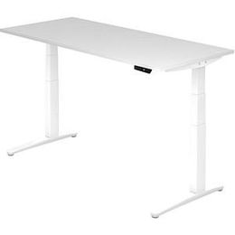 Hammerbacher XBHM19 elektrisch höhenverstellbarer Schreibtisch weiß rechteckig, C-Fuß-Gestell weiß 180,0 x 80,0 cm