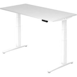 Hammerbacher XBHM16 elektrisch höhenverstellbarer Schreibtisch weiß rechteckig, C-Fuß-Gestell weiß 160,0 x 80,0 cm