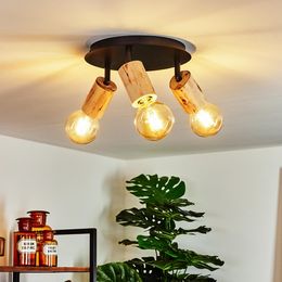 hofstein Vasanello Deckenleuchte Holz hell, Schwarz, 3-flammig