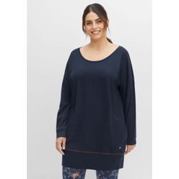 sheego Große Größen: Relax-Shirtkleid mit weitem Rundhals und Kontrastnaht, marine, Gr.40/42