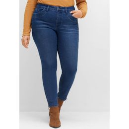 sheego Große Größen: Schmale Jeans mit Zippern am Saumabschluss, blue Denim, Gr.42