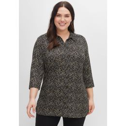 sheego Große Größen: Bluse mit Minimalprint und 3/4-Ärmeln, schwarz gemustert, Gr.58