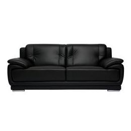 Miliboo Design-Ledersofa schwarz drei Plätze Büffelleder TAMARA