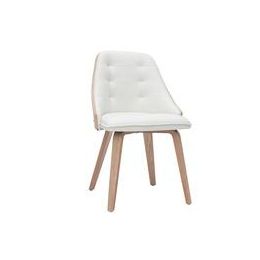 Miliboo Designer-Stuhl aus zwei Materialien weiß und helles Holz FLUFFY