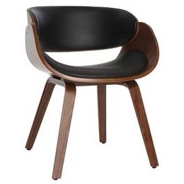 Miliboo Design-Stuhl Schwarz und dunkles Holz Nussbaum BENT