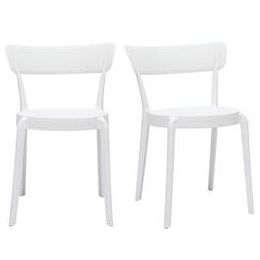 Miliboo Stapelbare Stühle weißer Kunststoff für Innen- und Außenbereich (2er- Set) RIOS