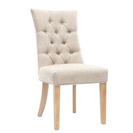 Miliboo Klassischer Stuhl, naturfarbener Stoff, Beine aus hellem Holz VOLTAIRE