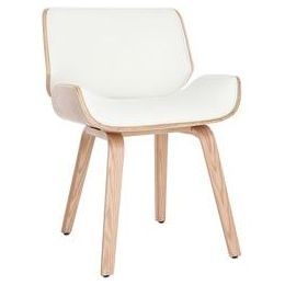 Miliboo Design-Stuhl, weiß und helles Holz RUBBENS