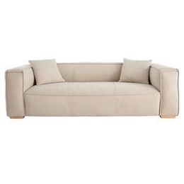 Miliboo Sofa aus naturfarbenem Stoff mit Samteffekt 3-Sitzer COBAIN