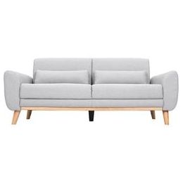 Miliboo Design-Sofa 3 Plätze Stoff Hellgrau Eichenbeine EKTOR