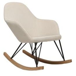 Miliboo Relax-Sessel - Schaukelstuhl Stoff naturfarben Füße Metall und Esche JHENE