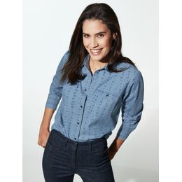 Walbusch Damen Jeans Bluse einfarbig Minimal
