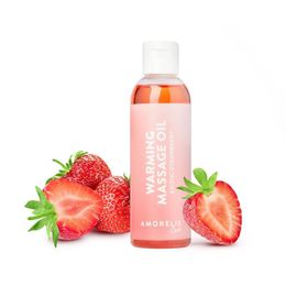 AMORELIE Care Wärmendes Massageöl Strawberry - 100 ml