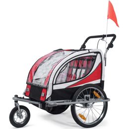 SAMAX 360&deg; drehbarer Fahrradanh&auml;nger 2in1 Jogger - in Rot - Silver Frame